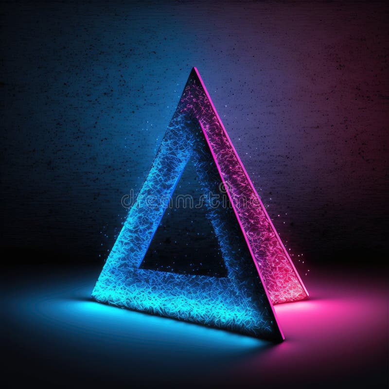 Overlapped Lightning Neon Magical Triangle Effecting on Black ...