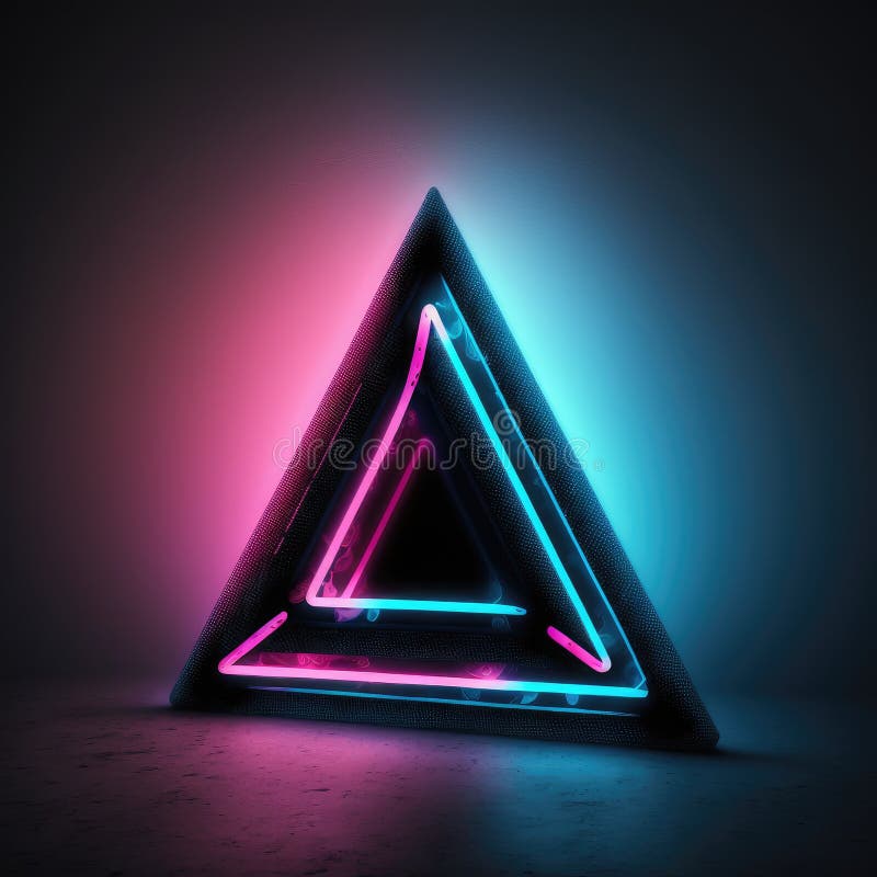 Overlapped Lightning Neon Magical Triangle Effecting on Black ...