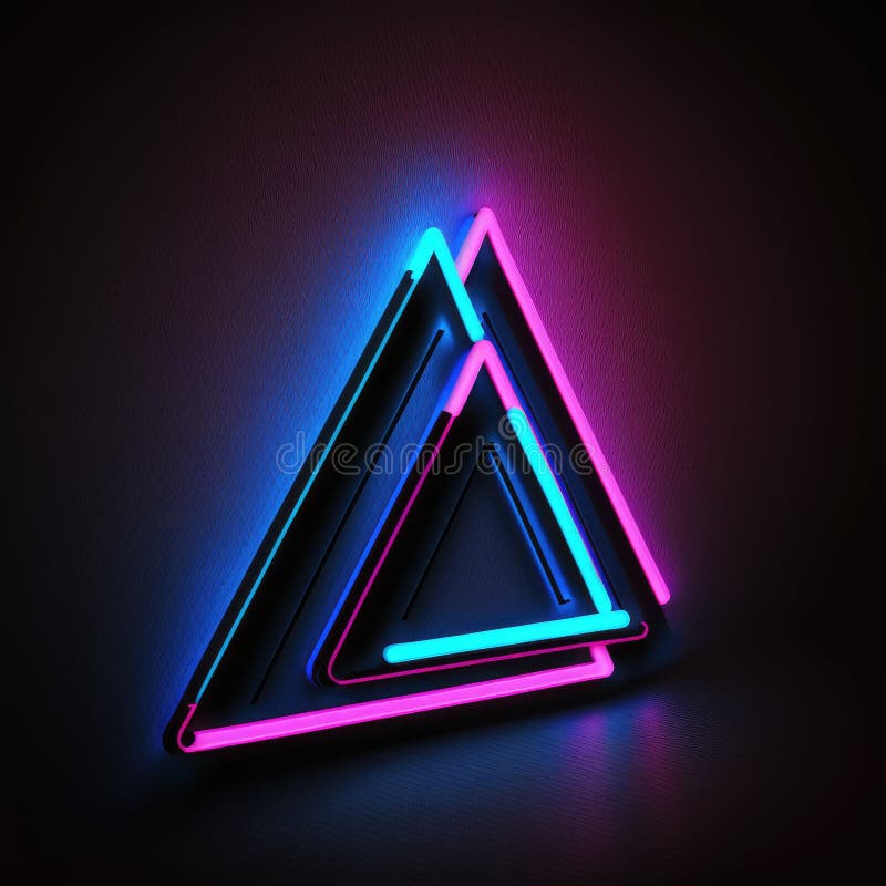 Overlapped Lightning Neon Magical Triangle Effecting on Black ...