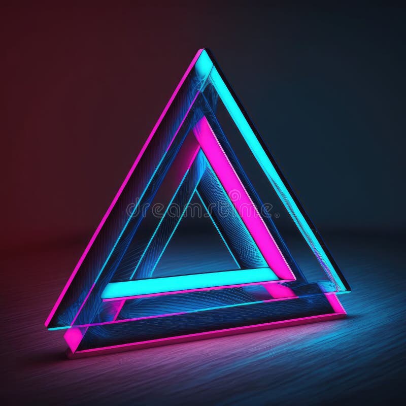 Overlapped Lightning Neon Magical Triangle Effecting on Black ...