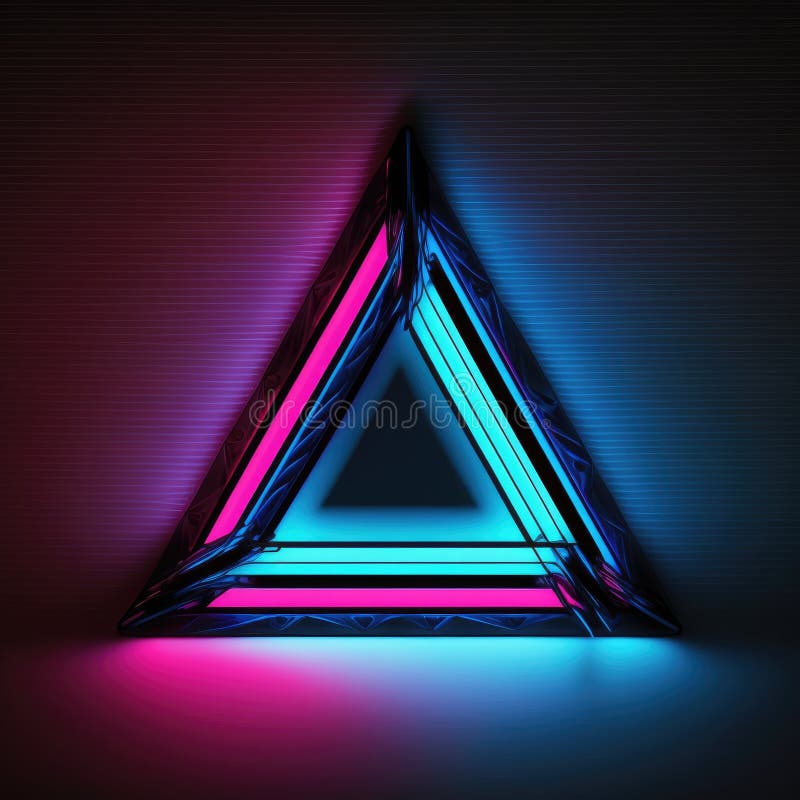 Overlapped Lightning Neon Magical Triangle Effecting on Black ...