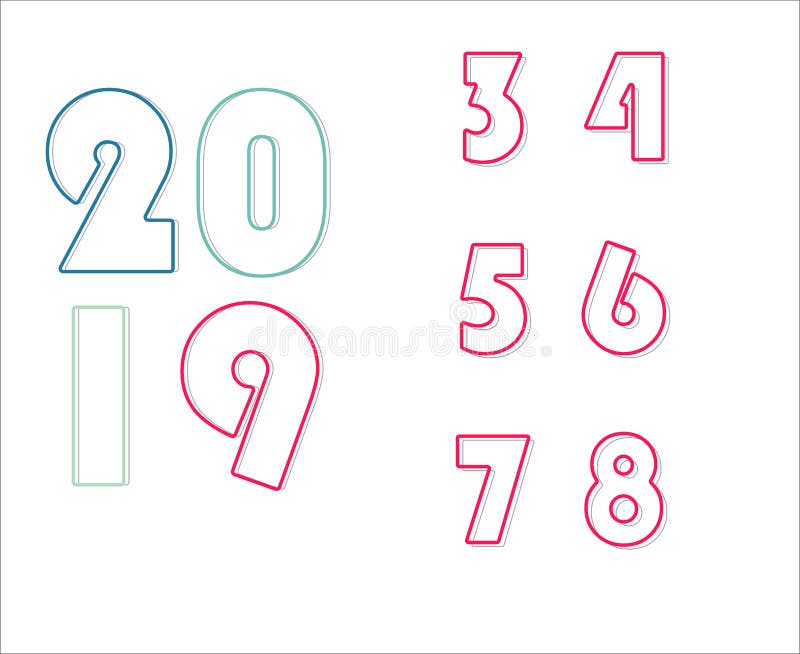 Overlapped Outline 2019 and Number - Vector Stock Illustration ...