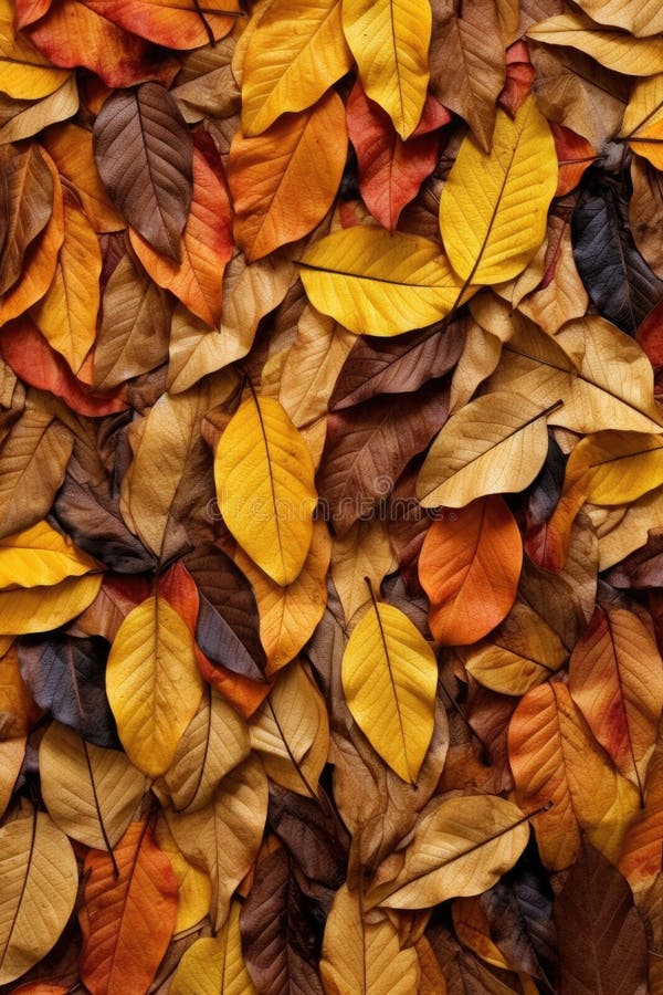 Overlapping Autumn Leaves Creating a Natural Pattern Stock Illustration ...