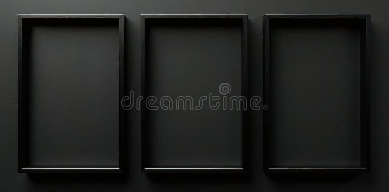 Overlapping Black Frames on a Pure Black Background , Black and White ...
