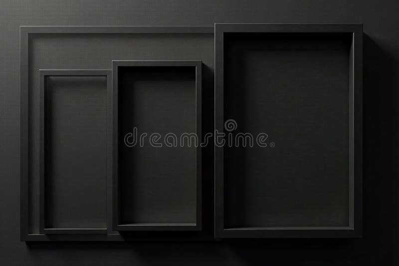 Overlapping Black Frames on a Solid Black Background , Gallery, Frame ...