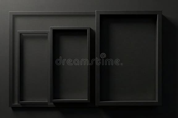 Overlapping Black Frames on a Solid Black Background , Gallery, Frame ...