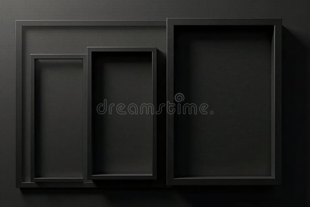 Overlapping Black Frames on a Solid Black Background , Gallery, Frame ...