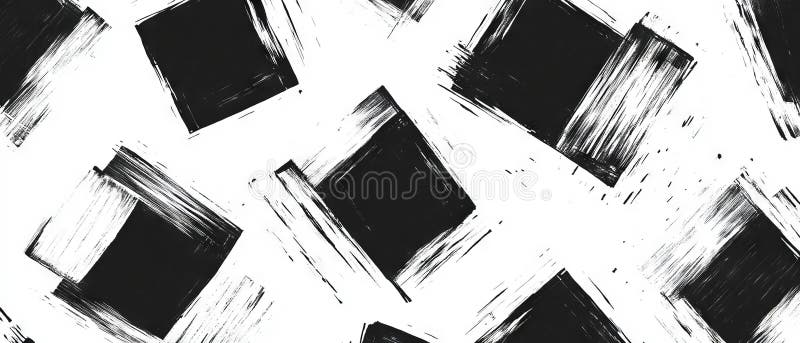 Overlapping Black Ink Squares on a Clean White Background Creating a ...