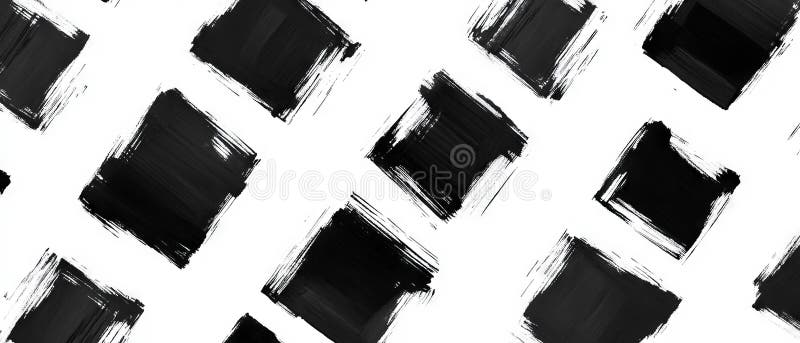 Overlapping Black Ink Squares Create a Bold Seamless Pattern on a White ...