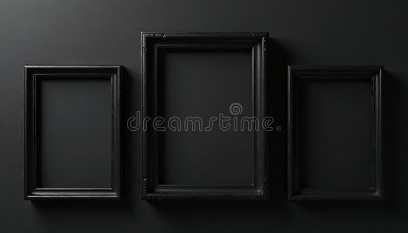 Overlapping Black Picture Frames Against a Black Background ...