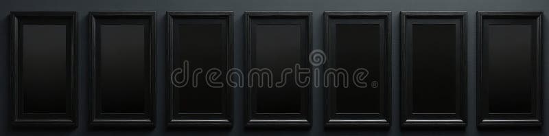 Overlapping Black Picture Frames on a Black Background , Mockup, Border ...