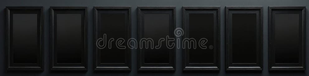 Overlapping Black Picture Frames on a Black Background , Mockup, Border ...