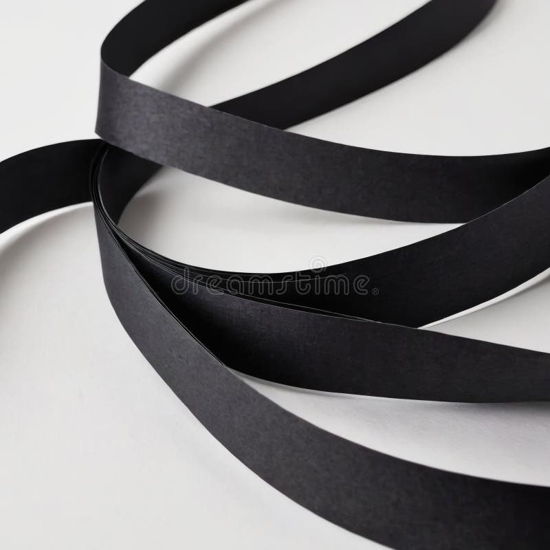 Overlapping Black Ribbons with Minimalist Design Stock Image - Image of ...
