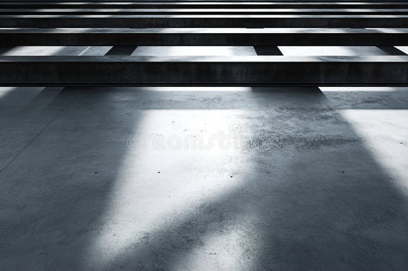 Overlapping Black Steel Beams Cast Linear Shadows on a Smooth Concrete ...
