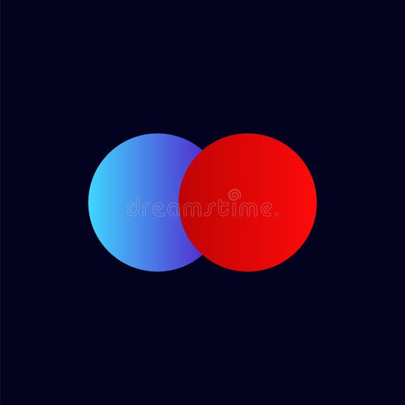 Overlapping Blue and Red Circles Show Concept of Color Mixing and Basic ...