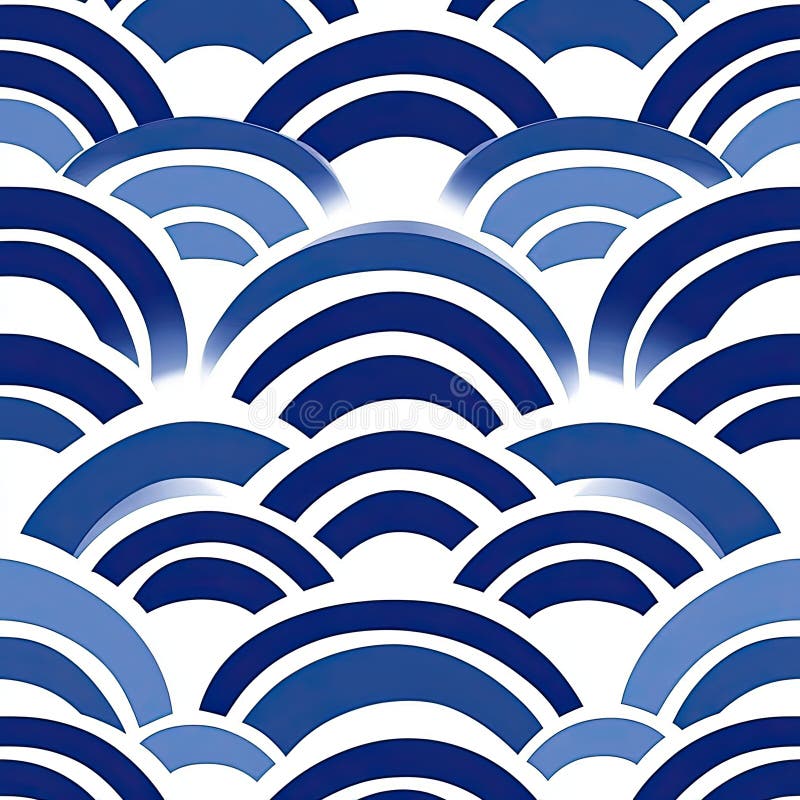 Seamless Japanese Seigaiha Wave Pattern Creating a Blue Ocean Design ...