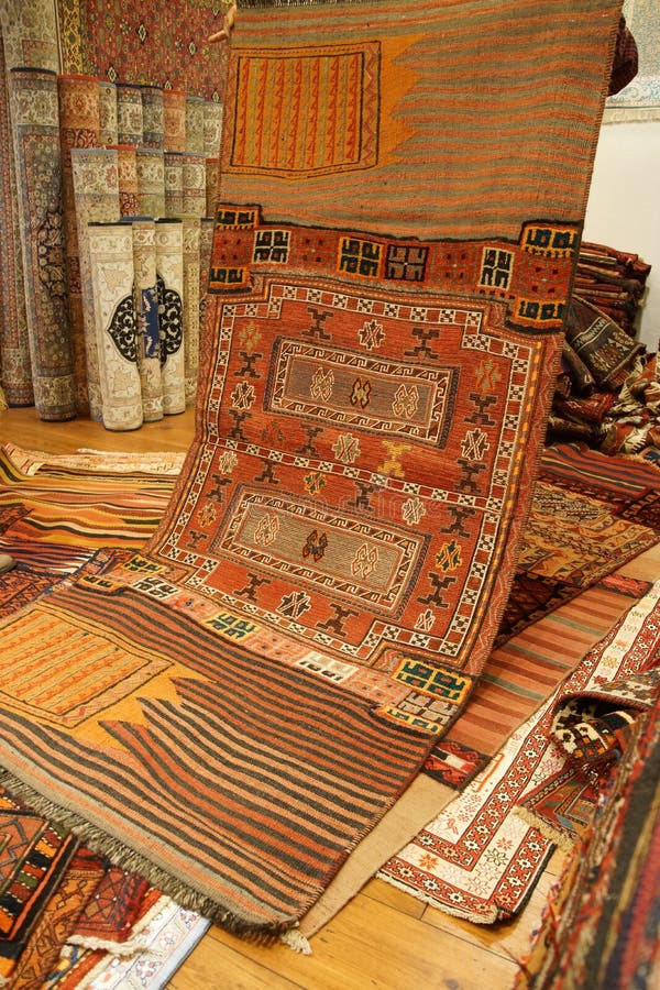 Overlapping Carpets with Intricate Kurdish Patterns Stock Photo - Image ...