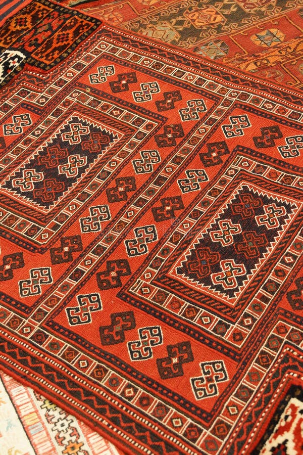 Overlapping Carpets with Intricate Kurdish Patterns Stock Photo - Image ...