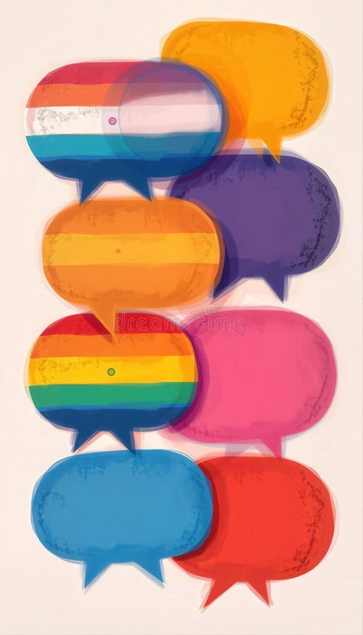 Overlapping Chat Bubbles with Rainbow and Trans Flags for Diversity and ...