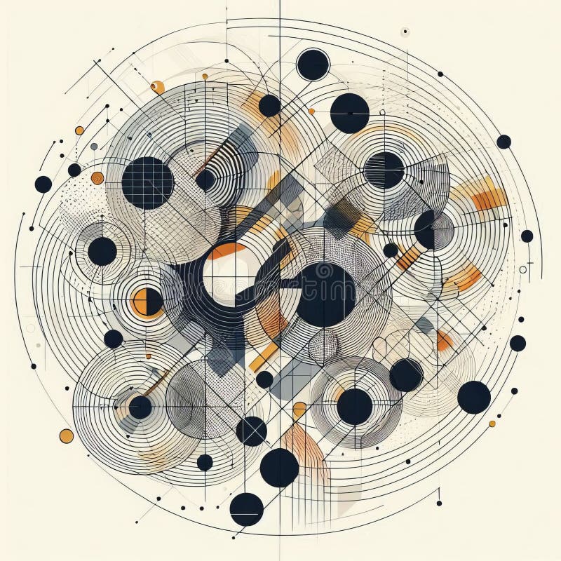 Overlapping Circles with Additional Geometric Lines and Shapes I Stock ...