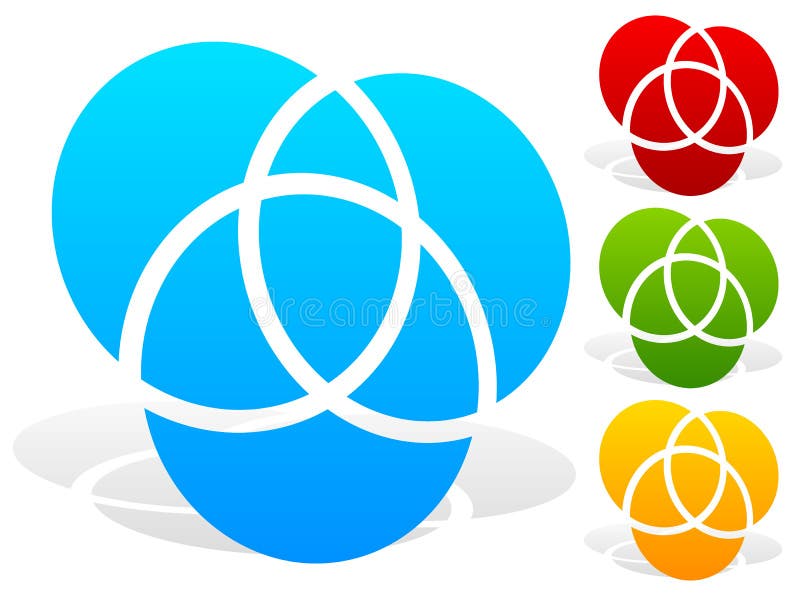 Overlapping Circles Icon - Contour of 3 Overlapping, Intersecting ...