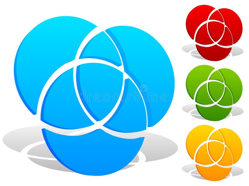Overlapping Circles Icon - Contour of 3 Overlapping, Intersecting ...