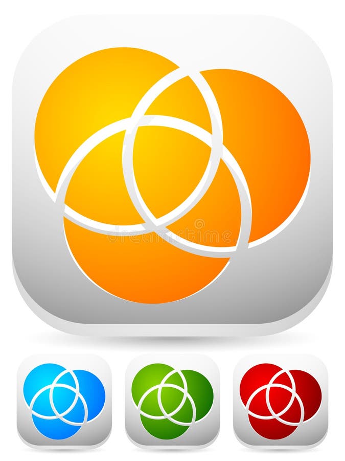 Overlapping Circles Icon - Contour of 3 Overlapping, Intersecting ...