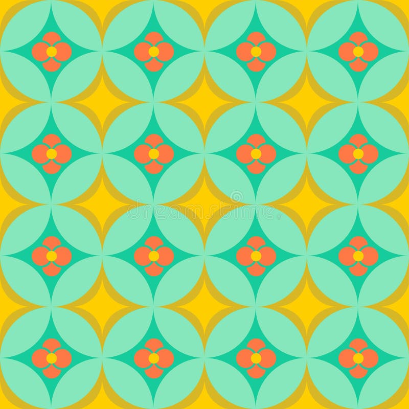 Overlapping Circles Pattern in Aqua and Mustard Stock Vector ...