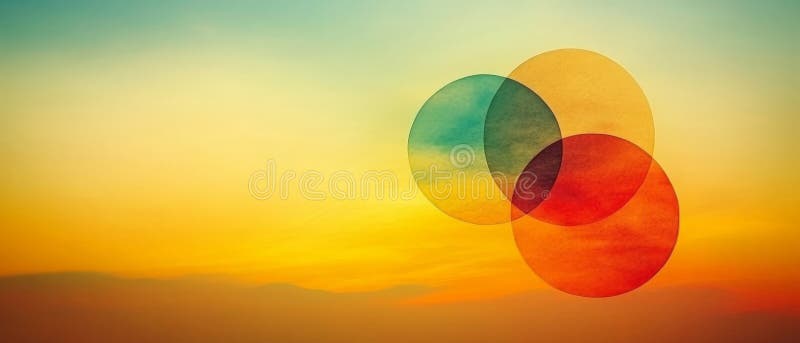 Overlapping Colorful Translucent Circles Forming a Radiant Sunrise Like ...