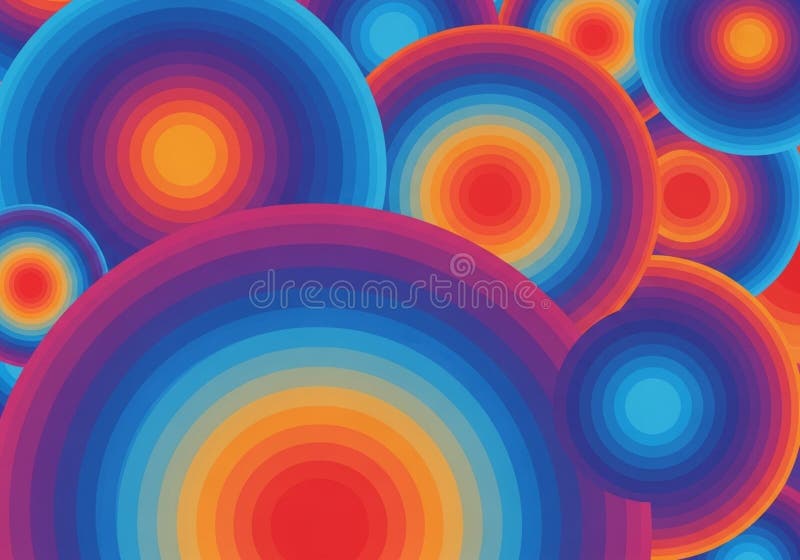 Overlapping Concentric Circles Create a Vibrant Pattern, Stock Illustration - Illustration of ...