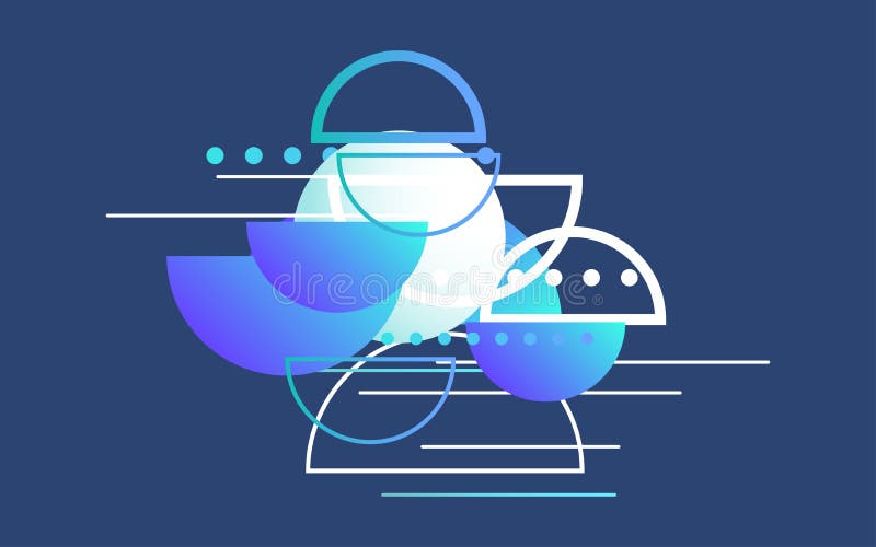 Overlapping Design Elements on Blue Background. Vector Illustration ...