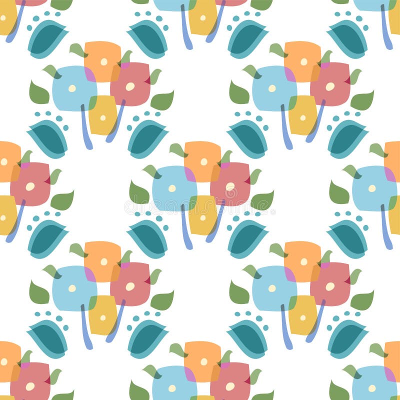 Overlapping Floral Vector Repeat Pattern in Multicolor Stock Vector ...