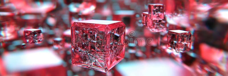 Geometric Abstraction of Vibrant Red and Cyan Shapes Creating a Surreal ...