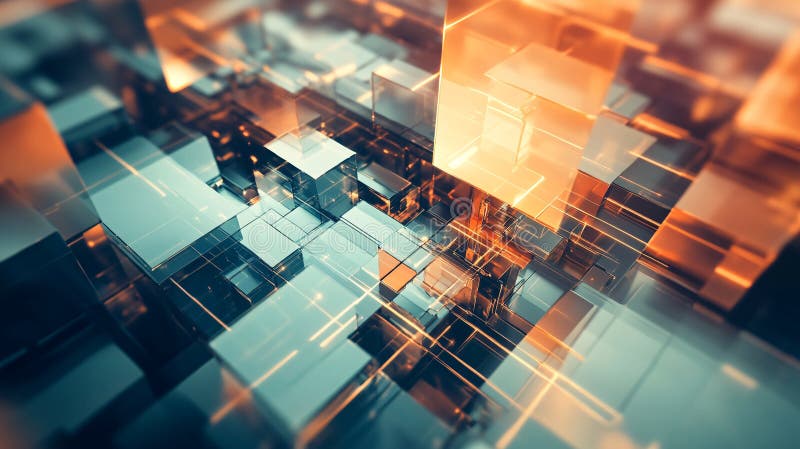 Overlapping Glassy Digital Screens in an Abstract Arrangement ...