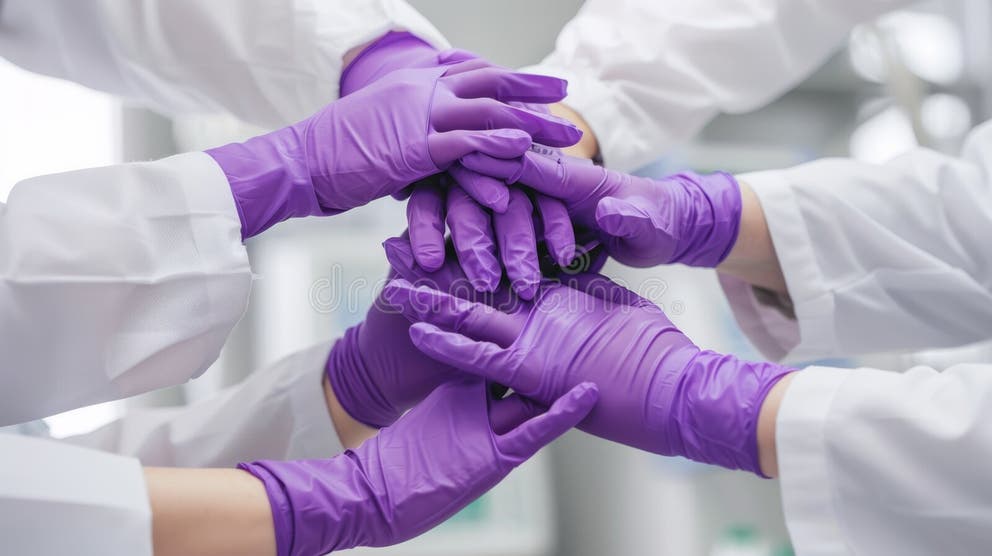 The Overlapping Gloved Hands.AI Generated Image Stock Image - Image of ...