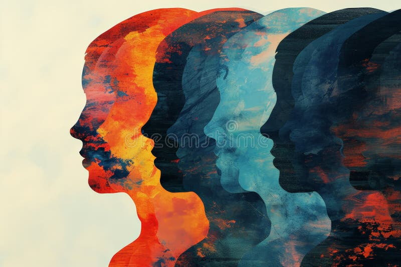 Overlapping Head Profiles Diverse Illustration - AI Generated Stock ...