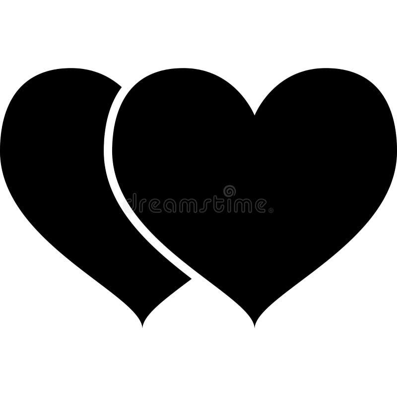 Overlapping Heart Glyph Icon Vector Stock Vector - Illustration of ...