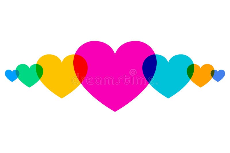 Overlapping Multicolored Heart Shapes in a Row. Stock Vector ...