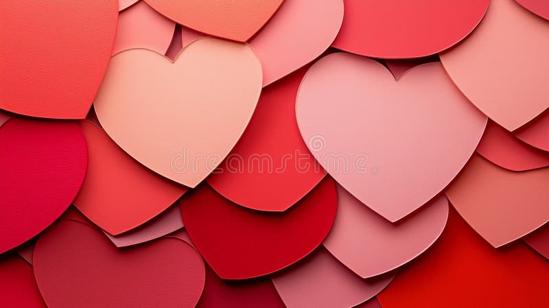 Overlapping Hearts in Red and Pink, Creating a Textured, Vibrant ...