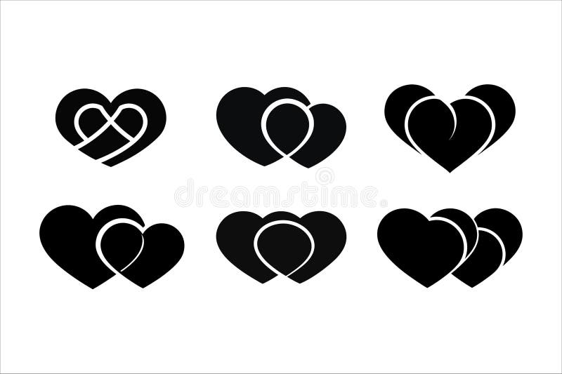 Overlapping Hearts Silhouette Bundle. Stock Illustration - Illustration ...