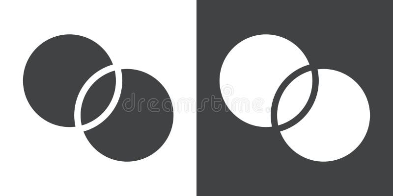 Overlapping Icon Flat Set in Black and White Color Stock Vector ...
