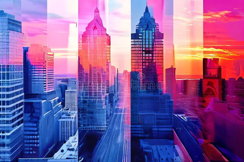 Overlapping Images of Different Cityscapes Blended Using Multipl Stock ...