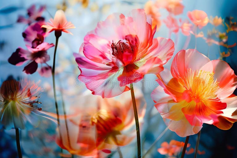 Overlapping Images of Different Flowers Blended Using Multiple E Stock ...