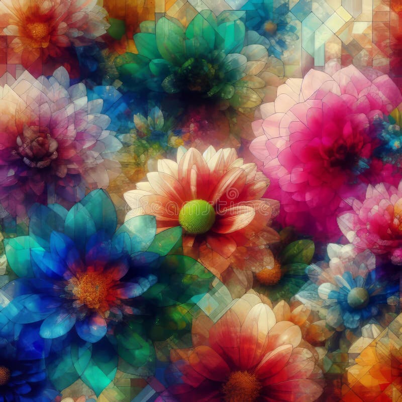 Overlapping Images of Different Flowers Blended Using Multiple E Stock ...