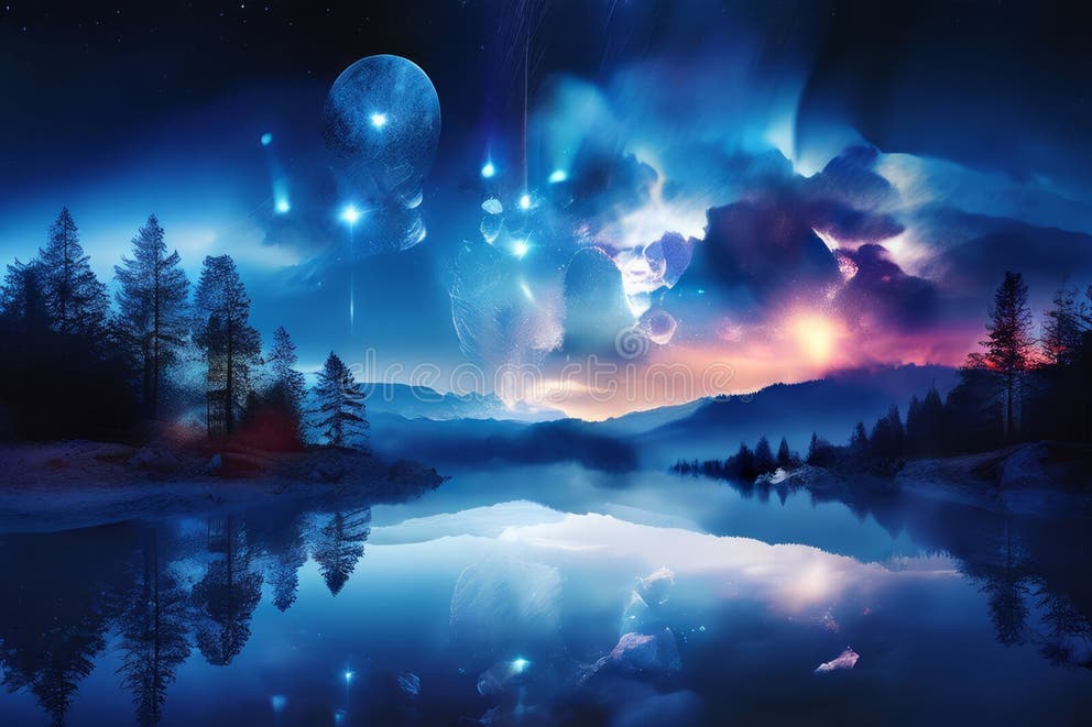 Overlapping Images of Different Landscapes Blended Using Multipl Stock ...