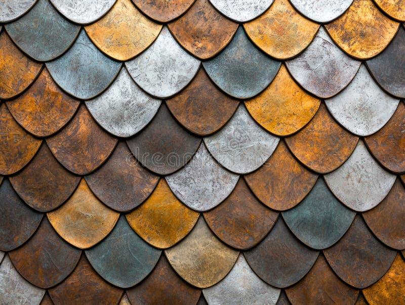 Overlapping Metallic Scales in Warm and Cool Tones Stock Illustration ...