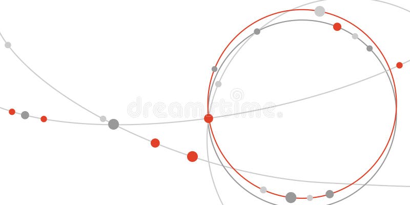 Overlapping Orbital Lines with Red and Grey Circles and Dots ...