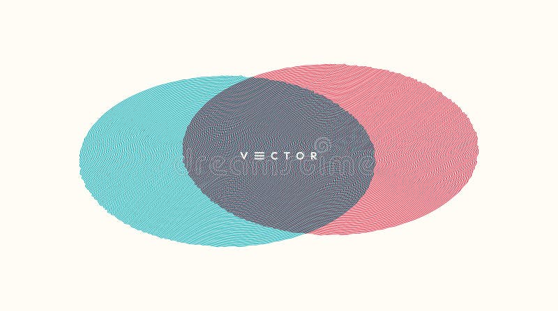 Overlapping Ovals in White Background. Abstract Striped Element with ...