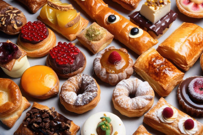 Overlapping Pastries, with Different Fillings and Toppings Stock ...