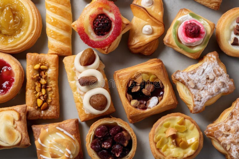 Overlapping Pastries, with Different Fillings and Toppings Stock ...